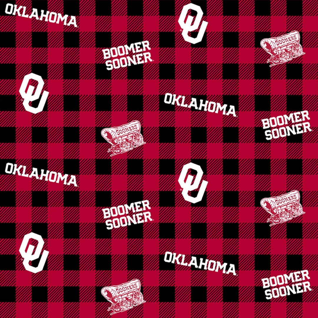 NCAA OKLAHOMA SOONERS Mini Plaid 100% Cotton Fabric Material You Choose ...