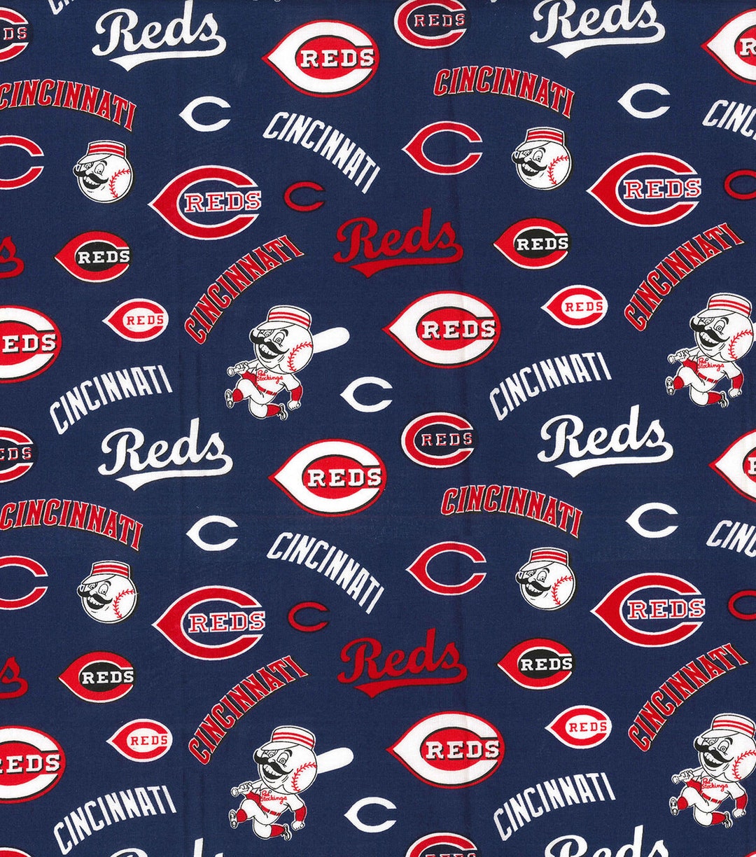 MLB CINCINNATI REDS Hall of Fame Print Baseball 100% Cotton Fabric ...