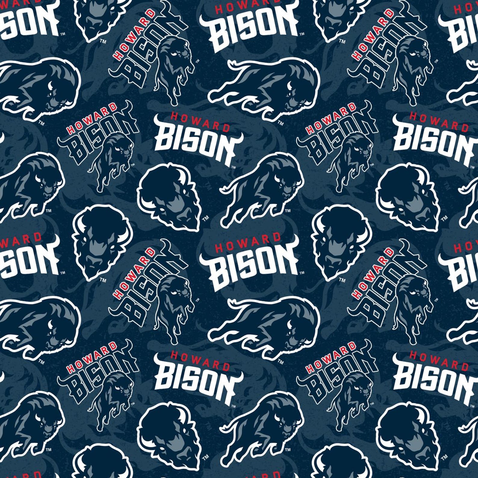 Ncaa HOWARD UNIVERSITY BISON Watermark Print Football 100% Cotton ...