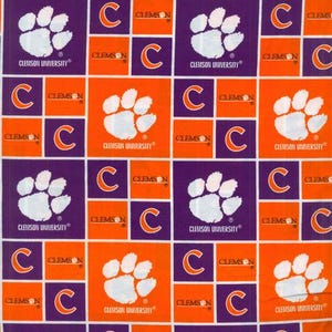 NCAA CLEMSON TIGERS Patchwork 100% Cotton College Football Fabric ...