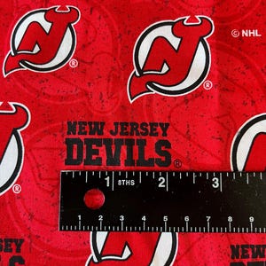 NHL NEW JERSEY Devils Watermark Print 100% Cotton Fabric Material You ...