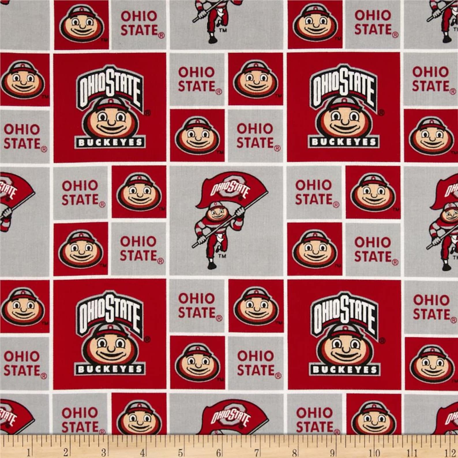 NCAA OHIO STATE Buckeyes Patchwork Print #3 Football 100% Cotton Fabric ...