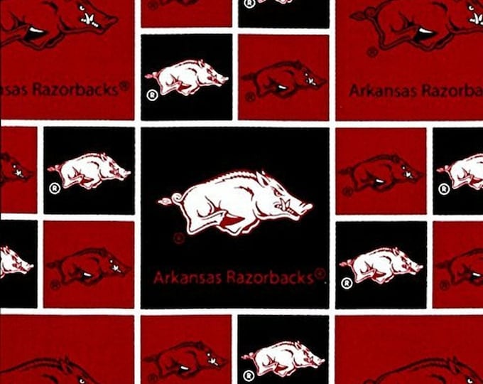 NCAA ARKANSAS RAZORBACK Patchwork 100% Cotton Fabric Material Licensed ...