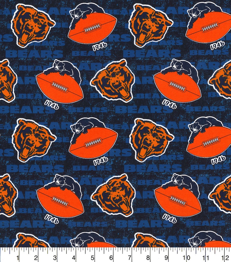 NFL CHICAGO BEARS Throwback Print Football 100% Cotton Fabric - Etsy