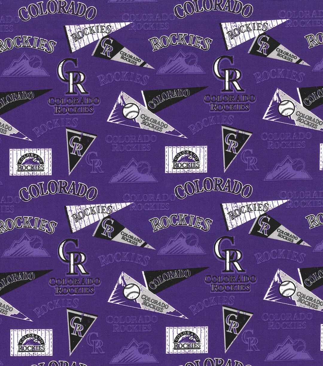MLB COLORADO ROCKIES Vintage Print #2 Baseball 100% Cotton Fabric ...