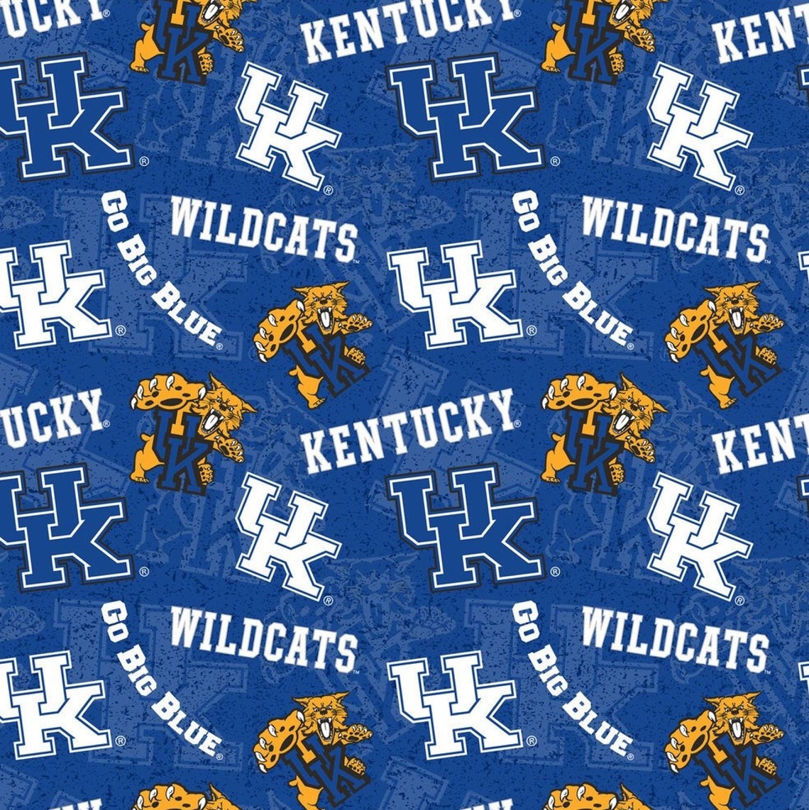 NCAA KENTUCKY Wildcats Watermark Print Football 100% Cotton Fabric ...