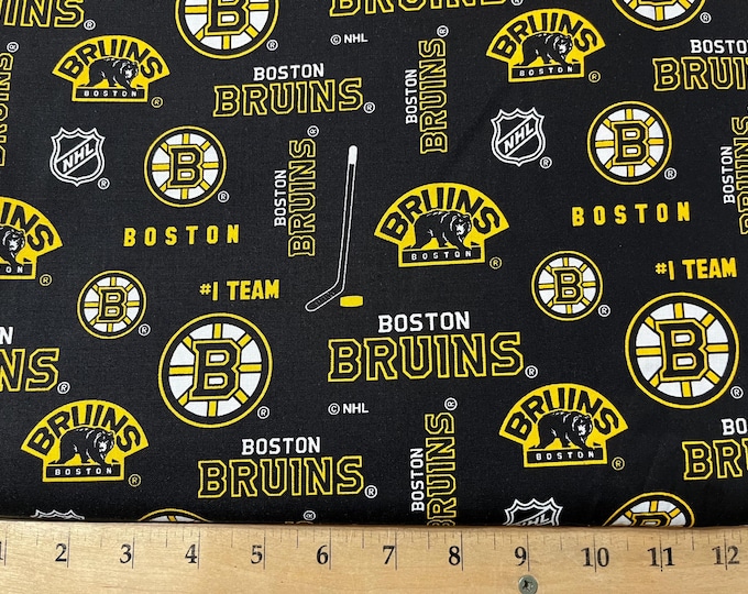 NHL BOSTON BRUINS Hockey 100% Cotton Watermark Print Fabric Material ...