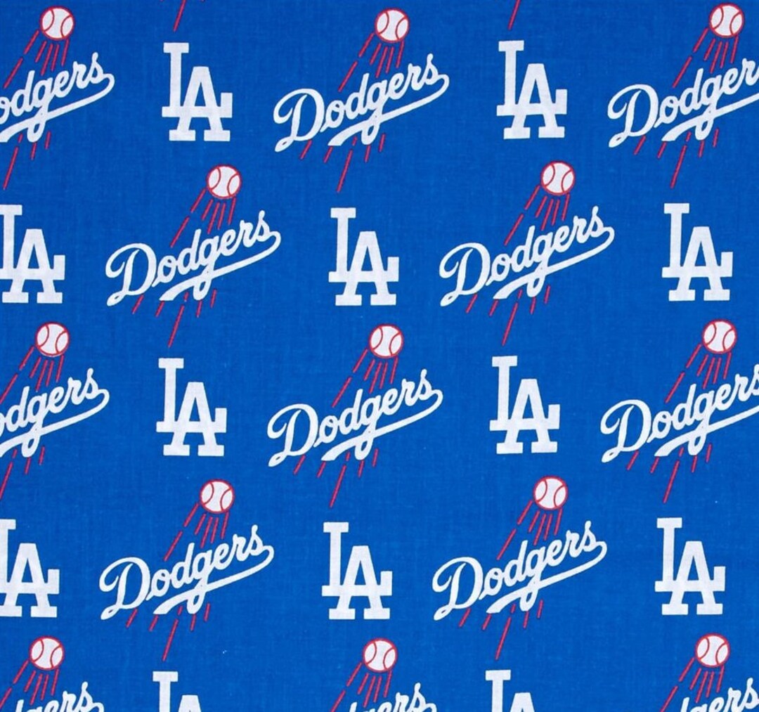 MLB LA Dodgers Allover Print Baseball 100% Cotton Fabric Material ...