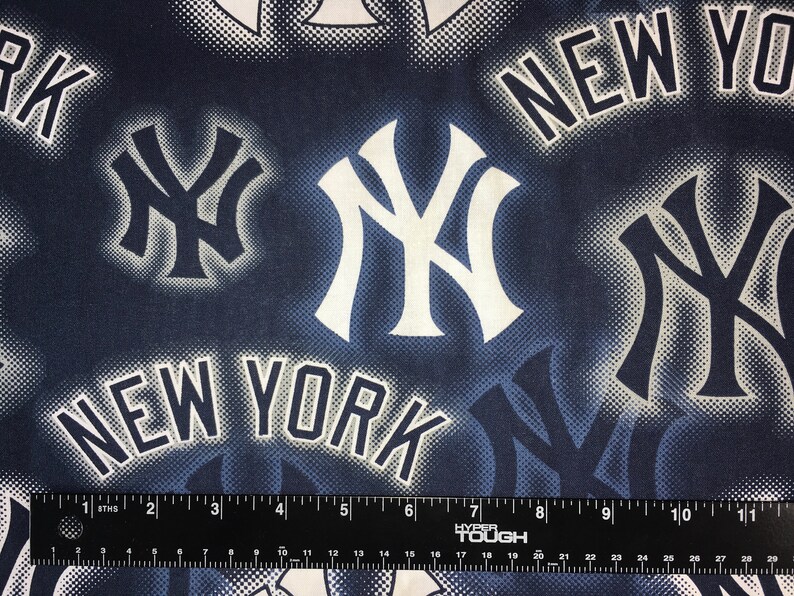 MLB NEW YORK Yankees Watermark Print Baseball 100% Cotton Fabric ...