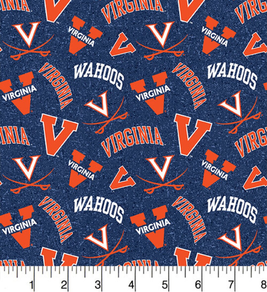 NCAA VIRGINIA CAVALIERS Watermark Print Football 100% Cotton Fabric ...