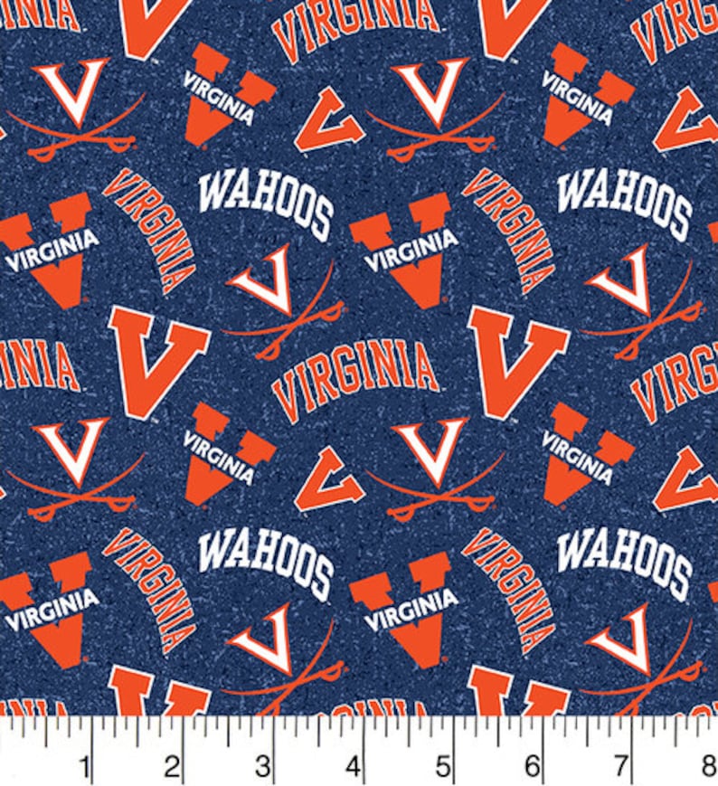 NCAA VIRGINIA CAVALIERS Watermark Print Football 100% Cotton - Etsy