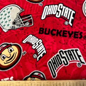 NCAA OHIO STATE Buckeyes Watermark Print Football 100% Cotton Fabric ...