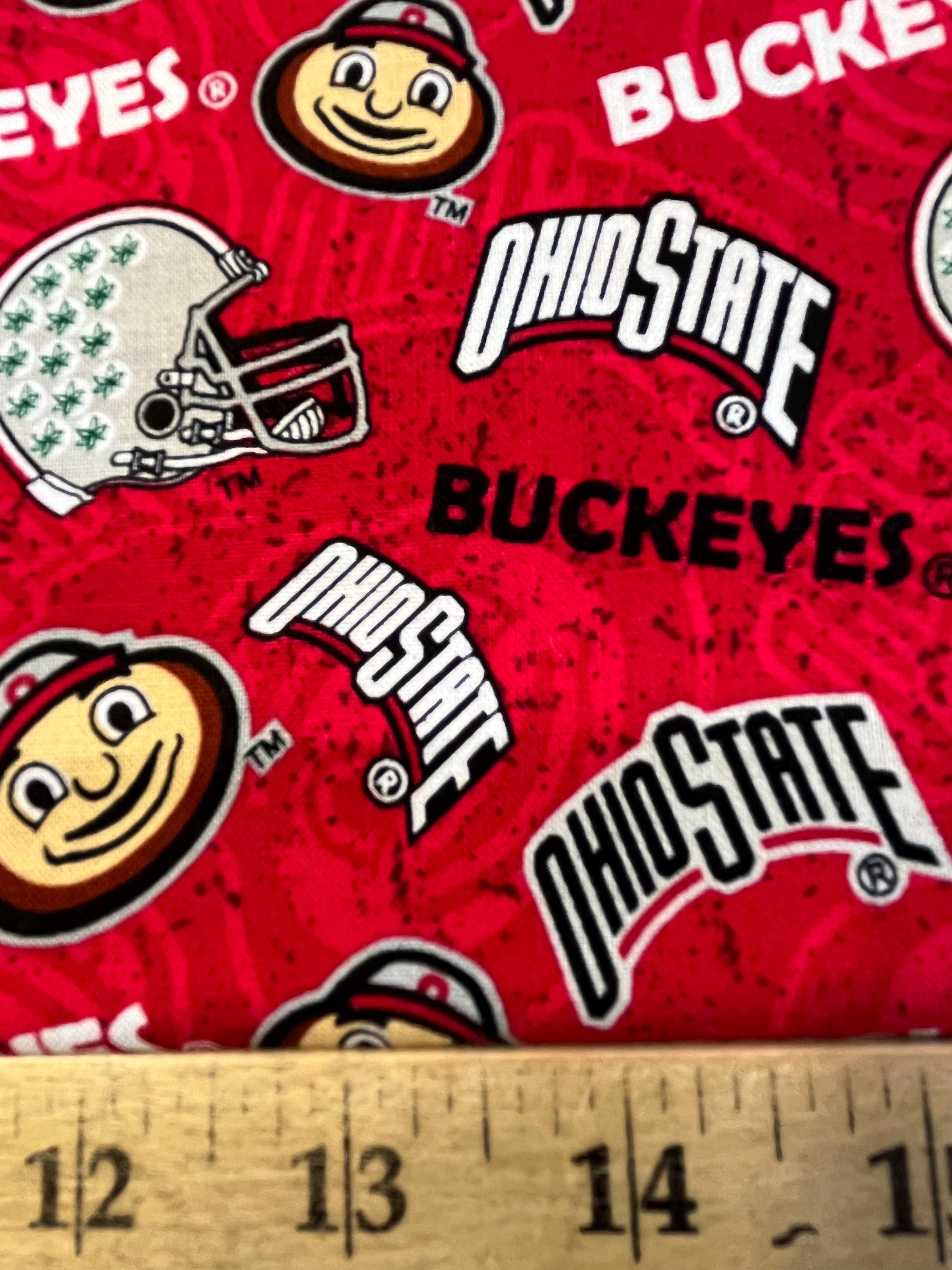 NCAA OHIO STATE Buckeyes Watermark Print Football 100% Cotton Fabric ...