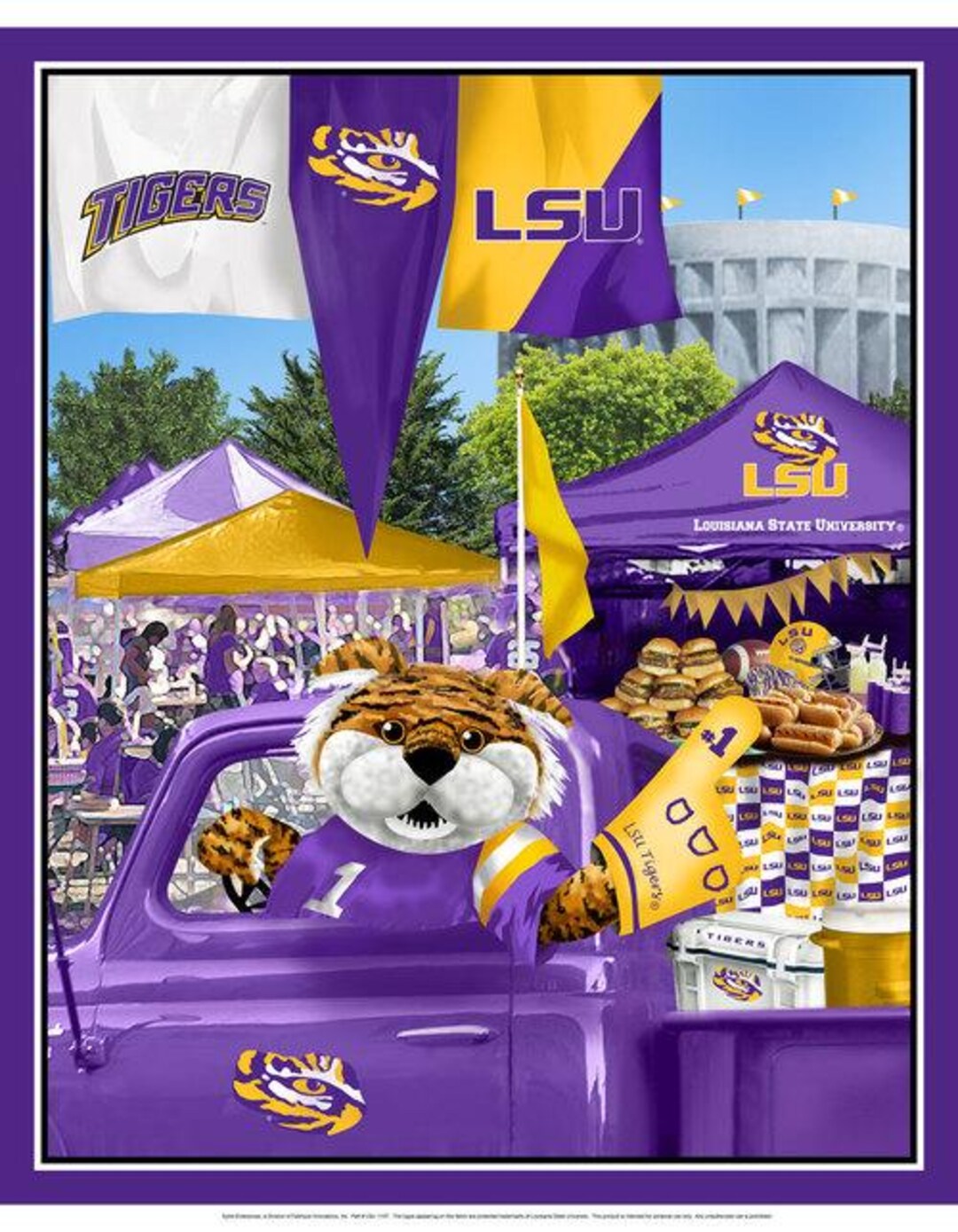 New Large NCAA LSU TIGERS Tailgate Colligate 100% Cotton Panel Sec for ...