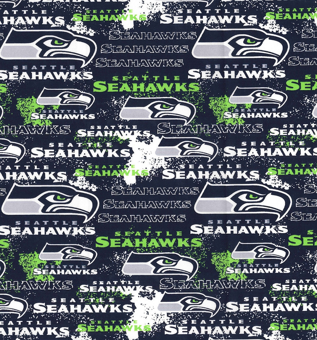 NFL SEATTLE SEAHAWKS Weathered Look Print Football 100% Cotton Fabric ...