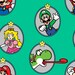 SUPER MARIO Badge Portraits Allover Print 100% Cotton Fabric Material ...