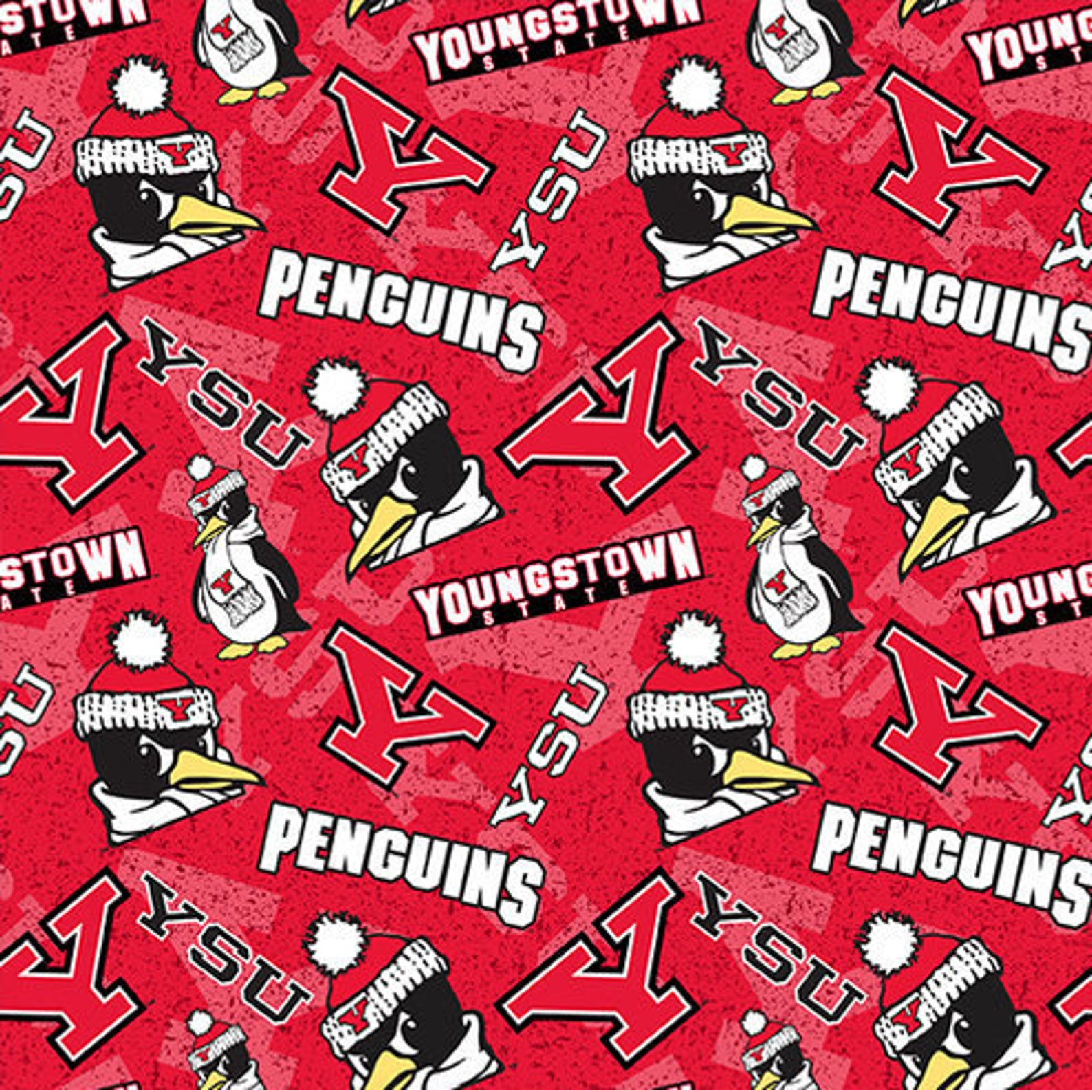 NCAA YOUNGSTOWN STATE Penguins Watermark Print Football 100% Cotton ...