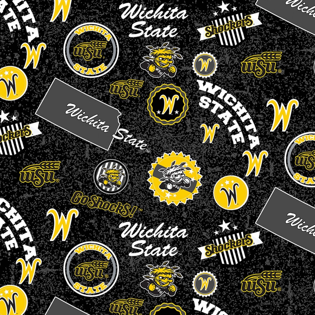 NCAA WITCHITA STATE Shockers State & Logo Print Football 100% Cotton ...