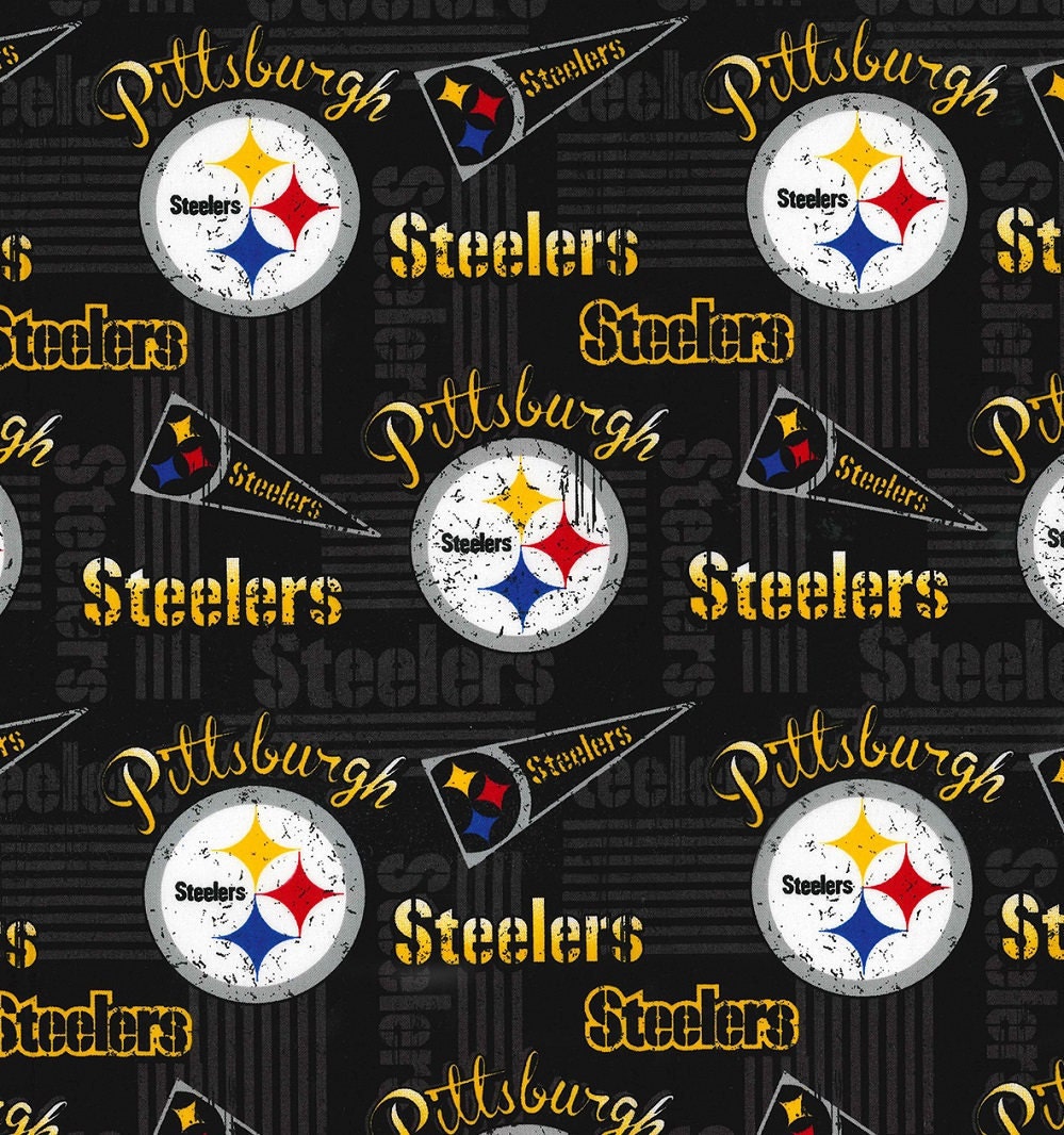 NFL PITTSBURGH STEELERS Vintage Retro Print Football 100% Cotton Fabric ...