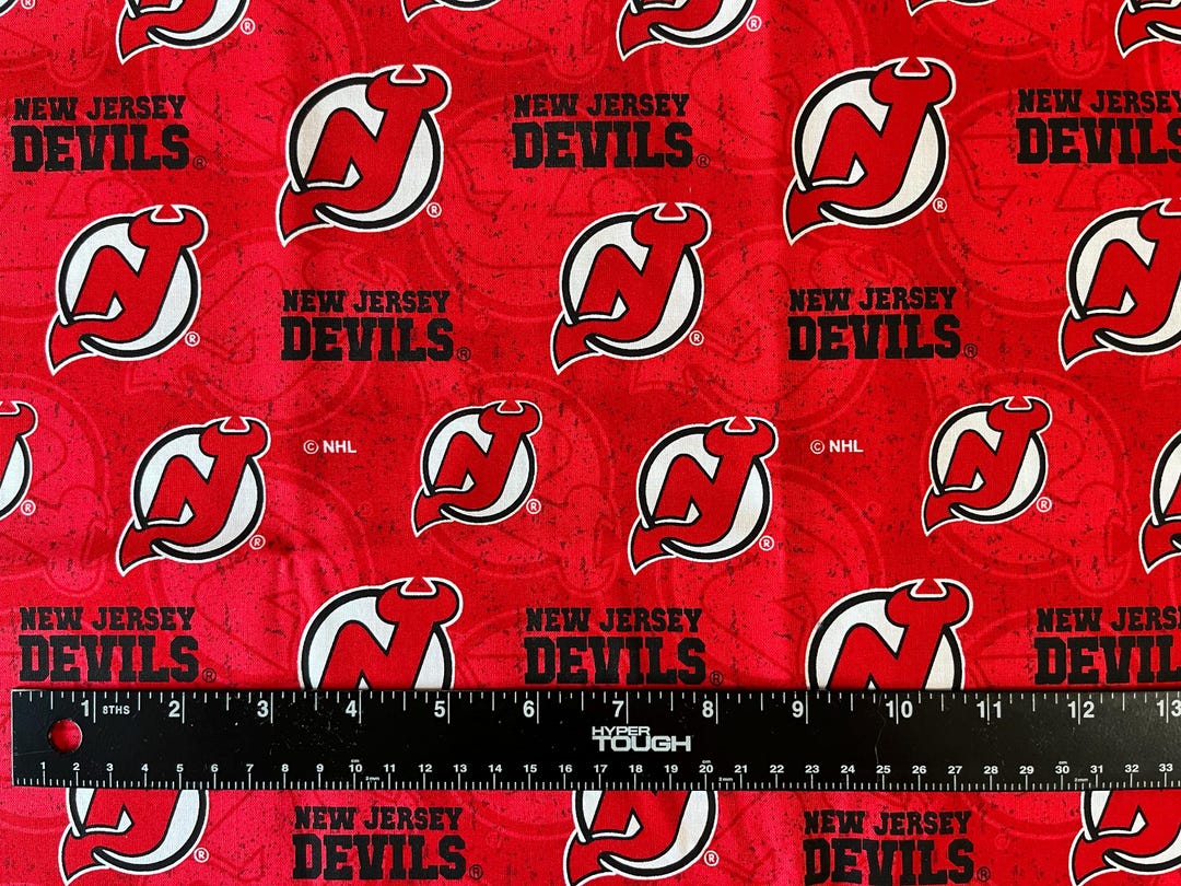 NHL NEW JERSEY Devils Watermark Print 100% Cotton Fabric Material You ...