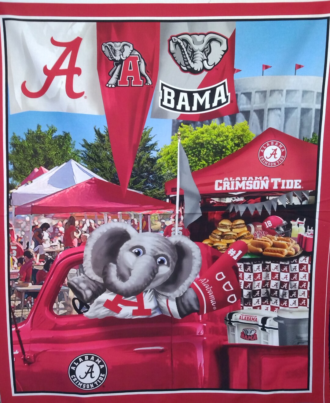New Large NCAA ALABAMA Crimson Tide 100% Cotton Panel SEC for Quilts ...