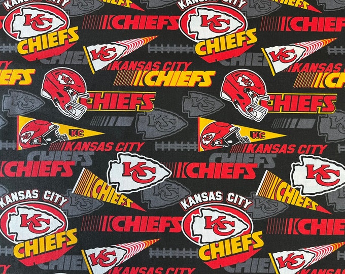 NFL KANSAS CITY Chiefs Mickey Mouse Print 2 Football 100% Cotton Fabric ...