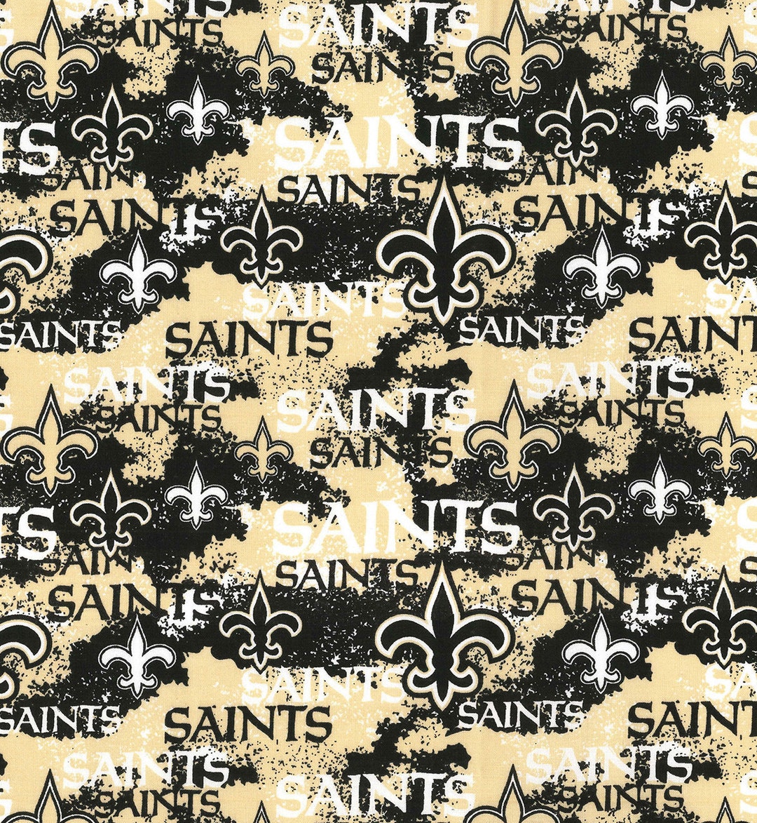 NFL NEW ORLEANS Saints Weathered Look Print Football 100% Cotton Fabric ...