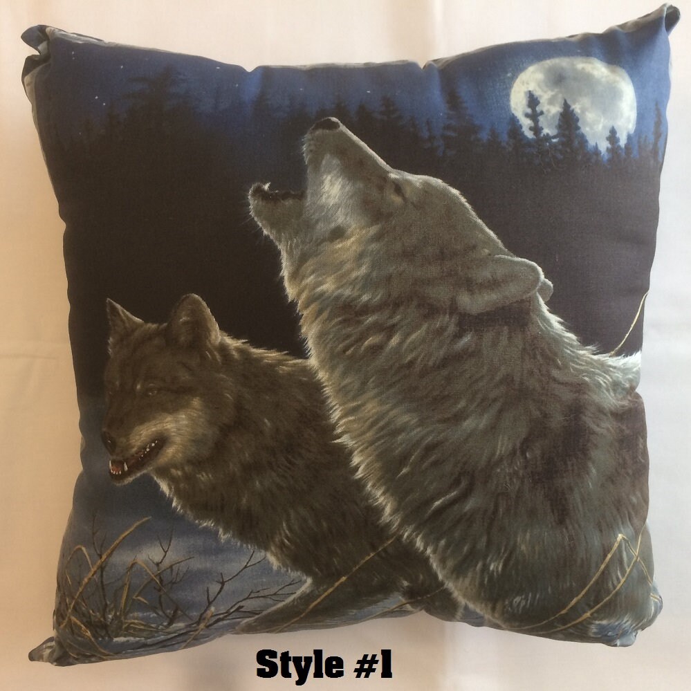 New WOLF WOLVES on beautiful 15 inch Cotton Throw Pillow | Etsy