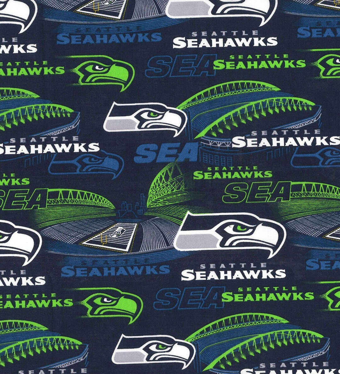 NFL SEATTLE SEAHAWKS Stadium Print Football 100% Cotton Fabric Licensed ...
