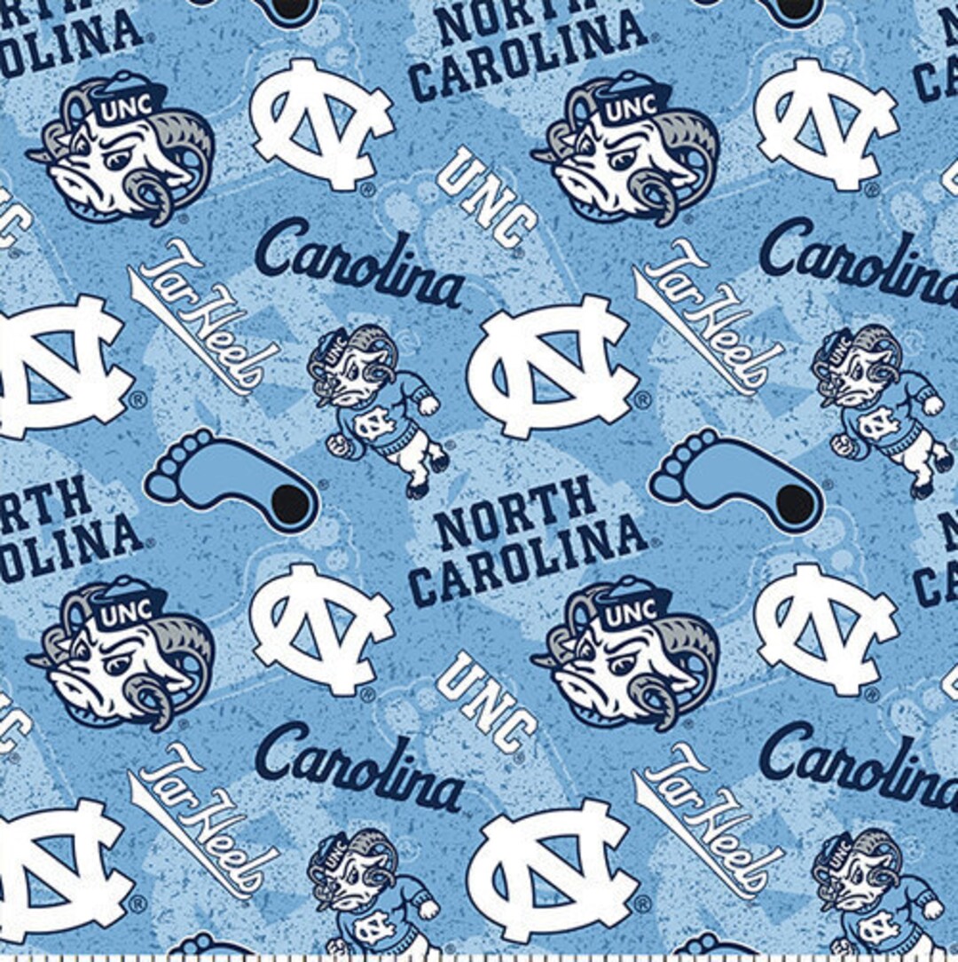 NCAA NORTH CAROLINA Tarheels Watermark Print Football 100% Cotton ...
