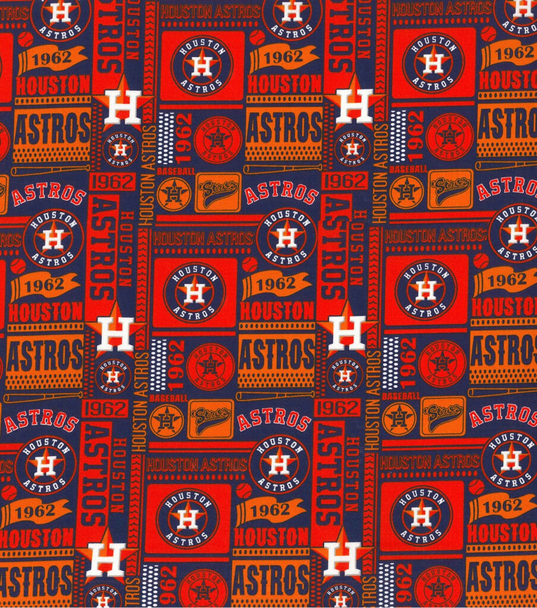 MLB HOUSTON ASTROS Small Block Print Baseball 100% Cotton Fabric ...
