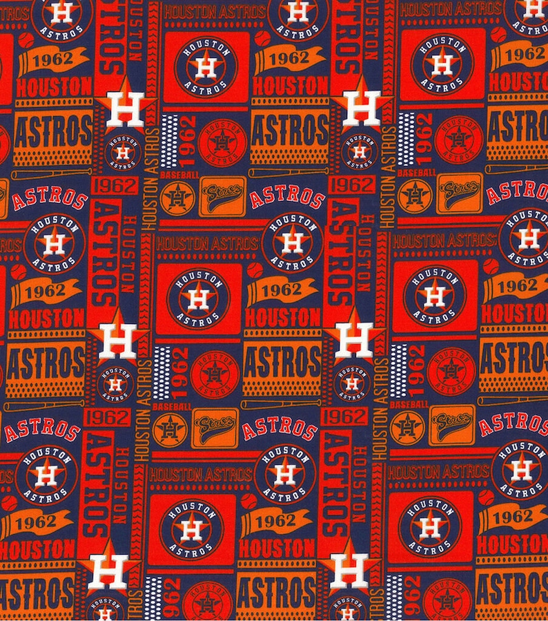 MLB HOUSTON ASTROS Small Block Print Baseball 100% Cotton Fabric ...