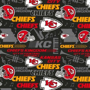 NFL KANSAS City CHIEFS Vintage Retro Print #2 100% Cotton Fabric ...