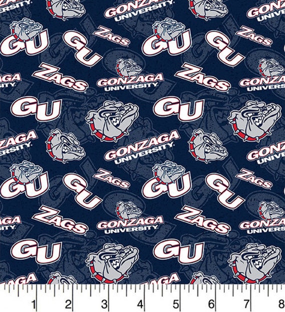 NCAA GONZAGA BULLDOGS Watermark Print Football 100% Cotton | Etsy