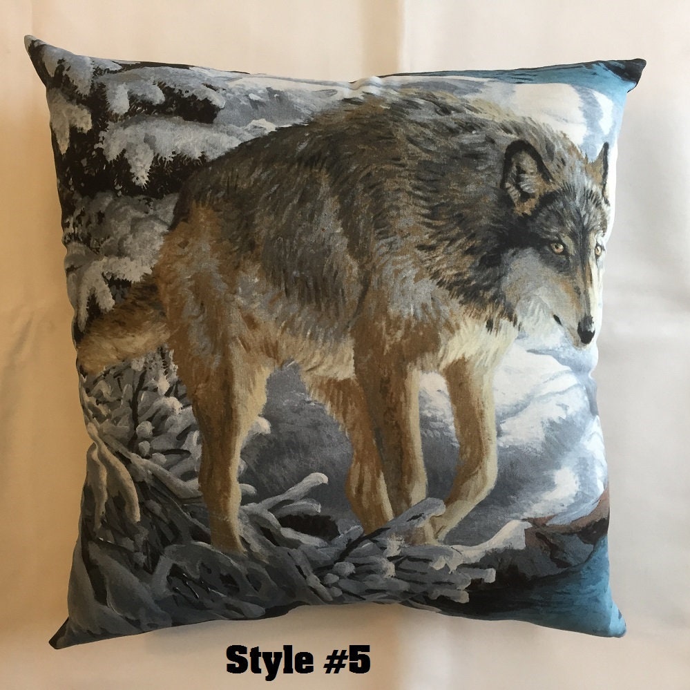 New WOLF WOLVES on beautiful 15 inch Cotton Throw Pillow | Etsy