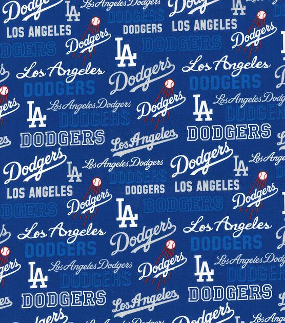 MLB LOS ANGELES Dodgers Throwback Logos Print Baseball 100% Cotton ...