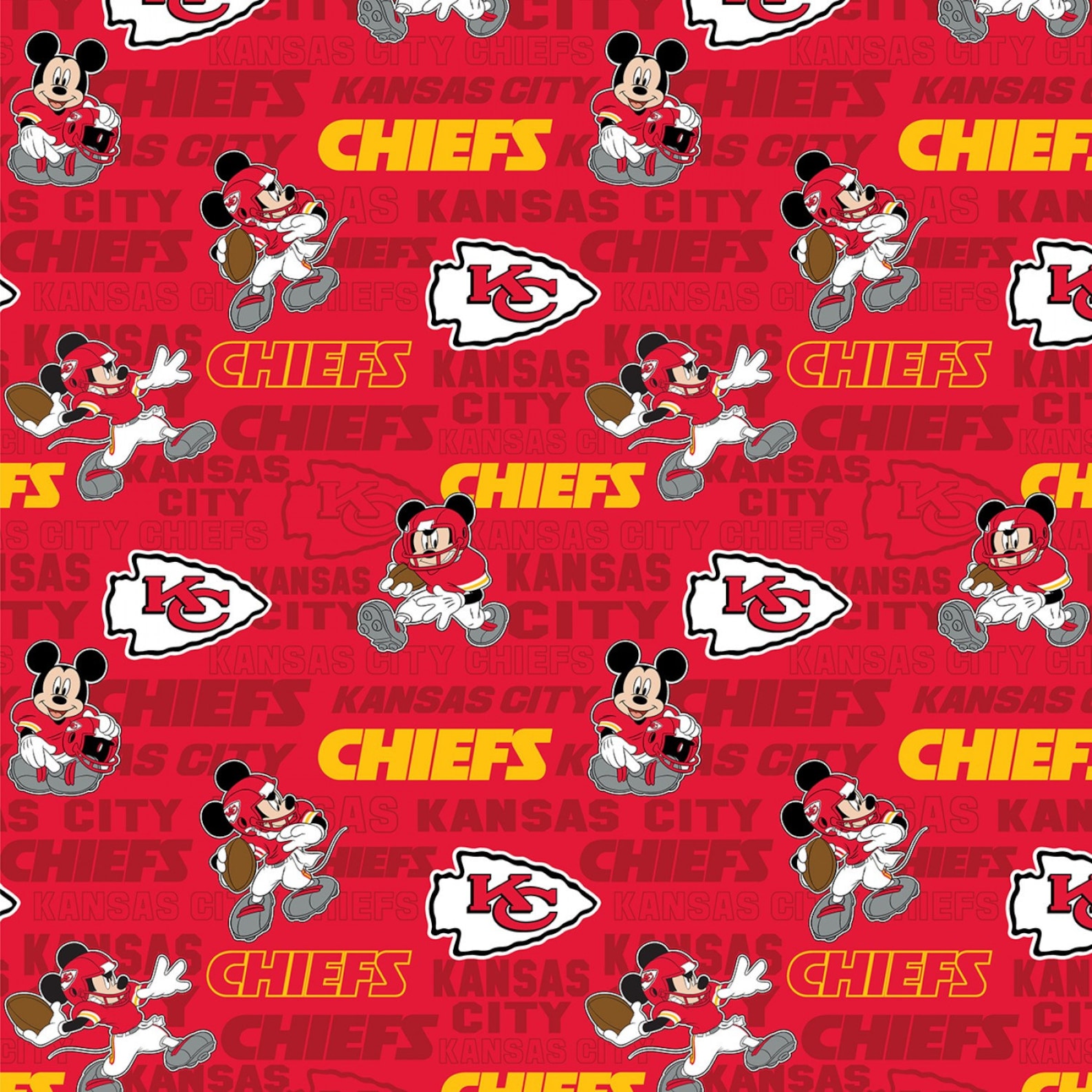 NFL KANSAS CITY Chiefs Mickey Mouse Print 2 Football 100% - Etsy