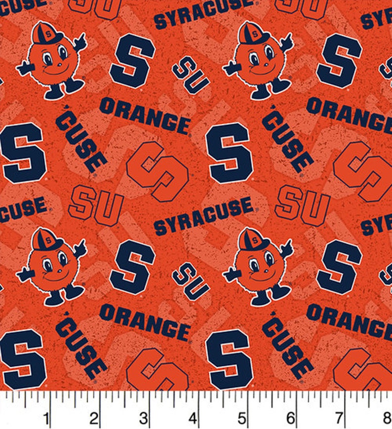 NCAA SYRACUSE ORANGE Watermark Print Football 100% Cotton Fabric ...