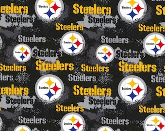 NFL PITTSBURGH STEELERS Mini Print Football 100% Cotton Fabric Licensed ...