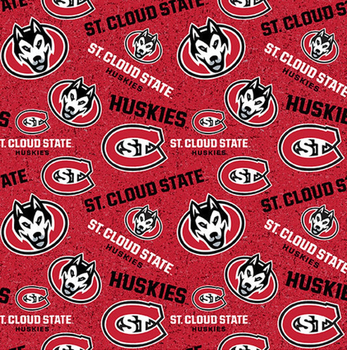 NCAA St. CLOUD STATE Huskies Watermark Print Football 100% Cotton ...