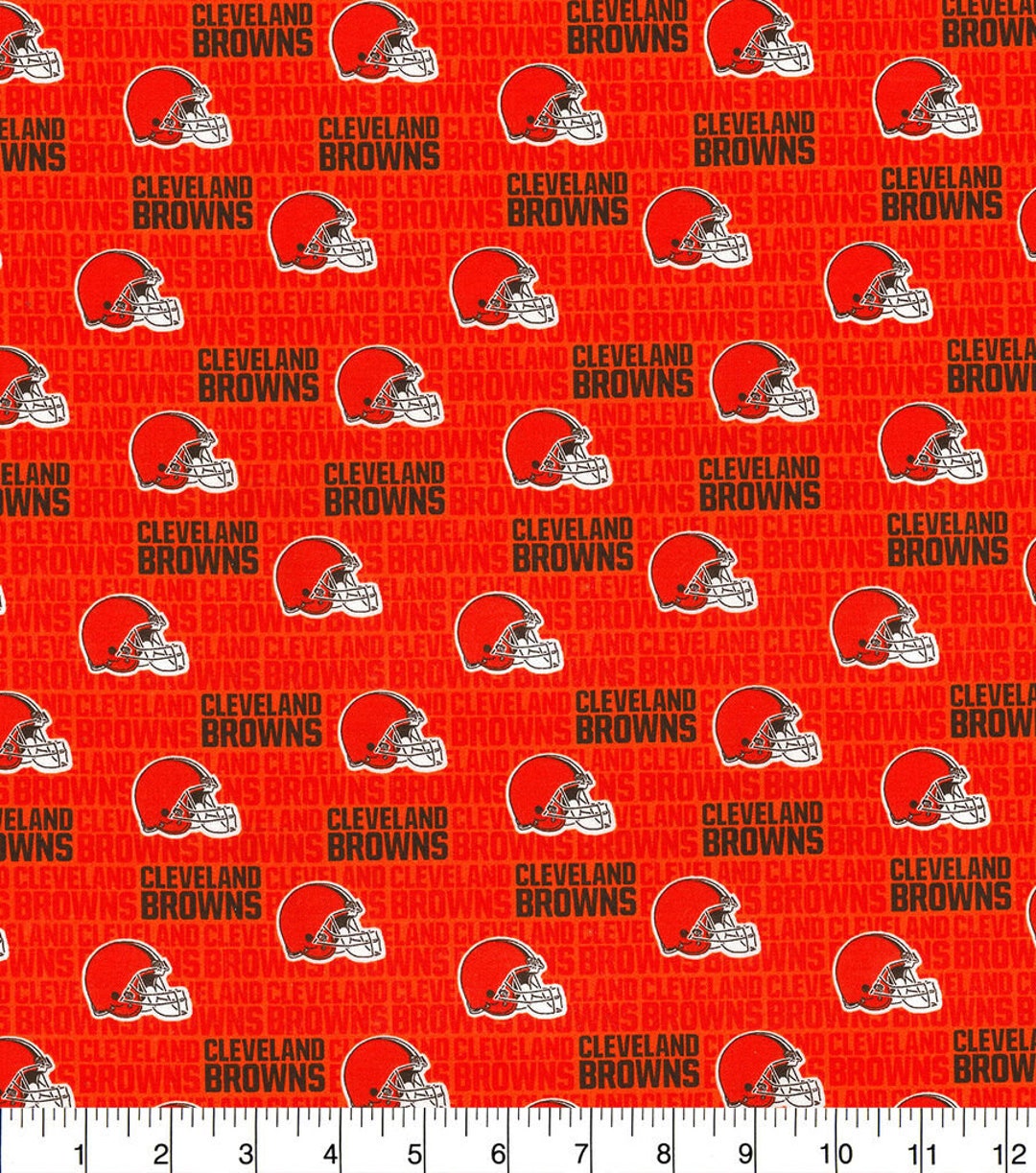NFL CLEVELAND BROWNS Mini Print Football 100% Cotton Fabric Licensed ...