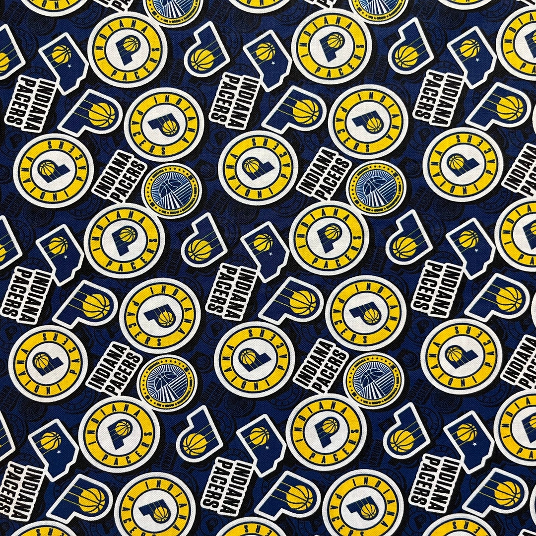 NBA INDIANA PACERS Tossed Logo Print 100% Cotton Fabric Material You ...