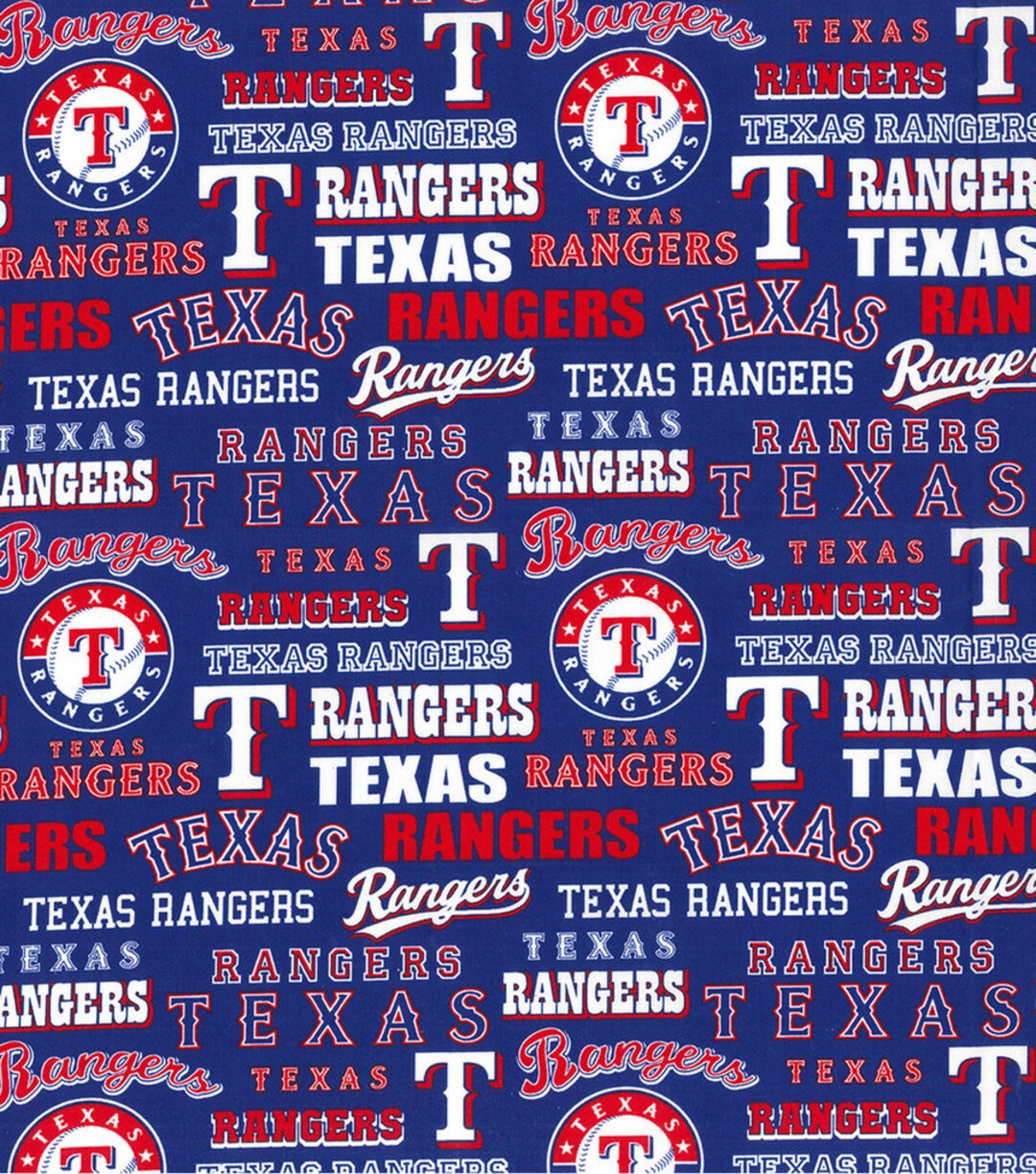 MLB TEXAS RANGERS Throwback Logos Print Baseball 100% Cotton Fabric ...