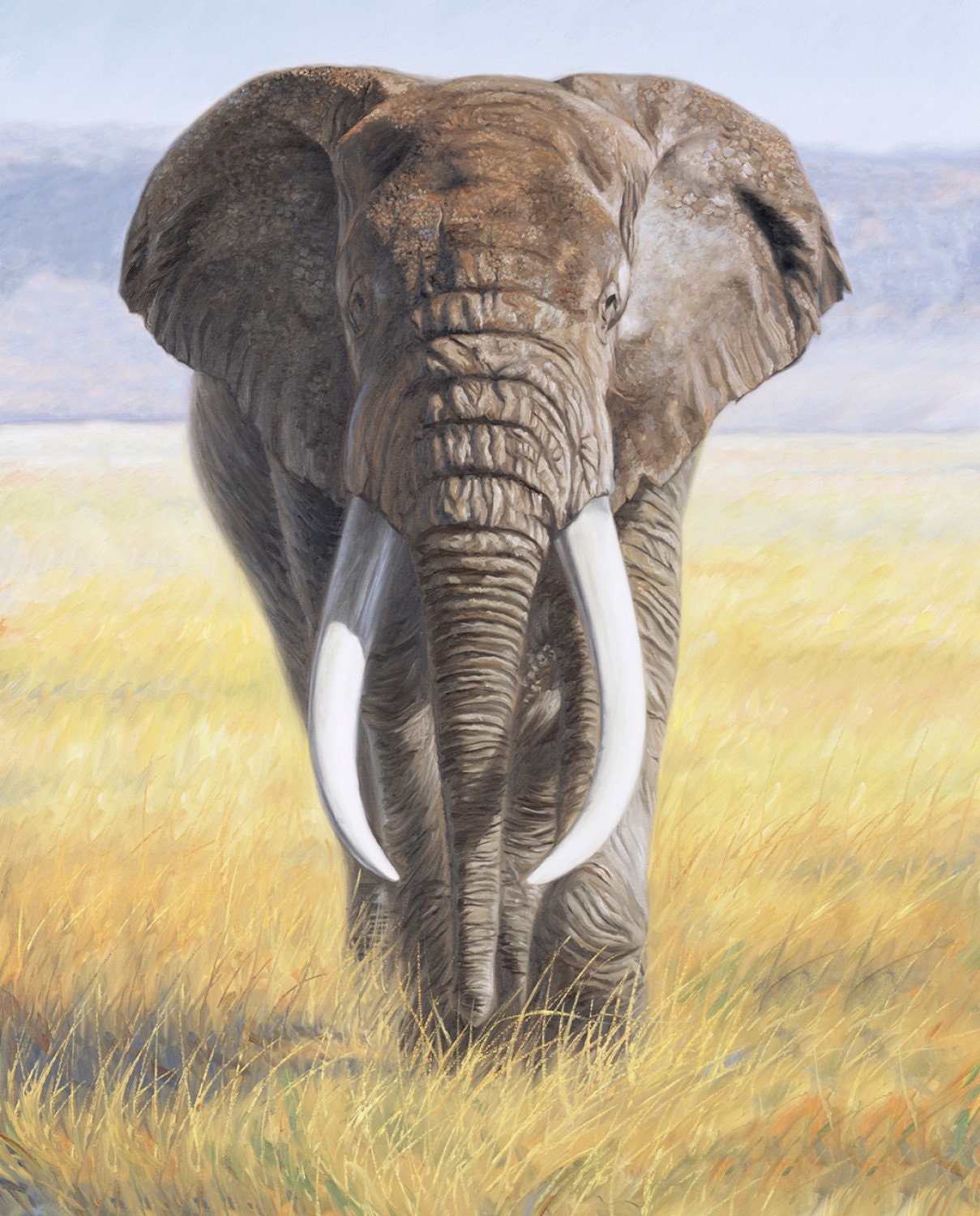 New Large MAGESTIC African ELEPHANT on Safari Buck on 100% Cotton Panel ...