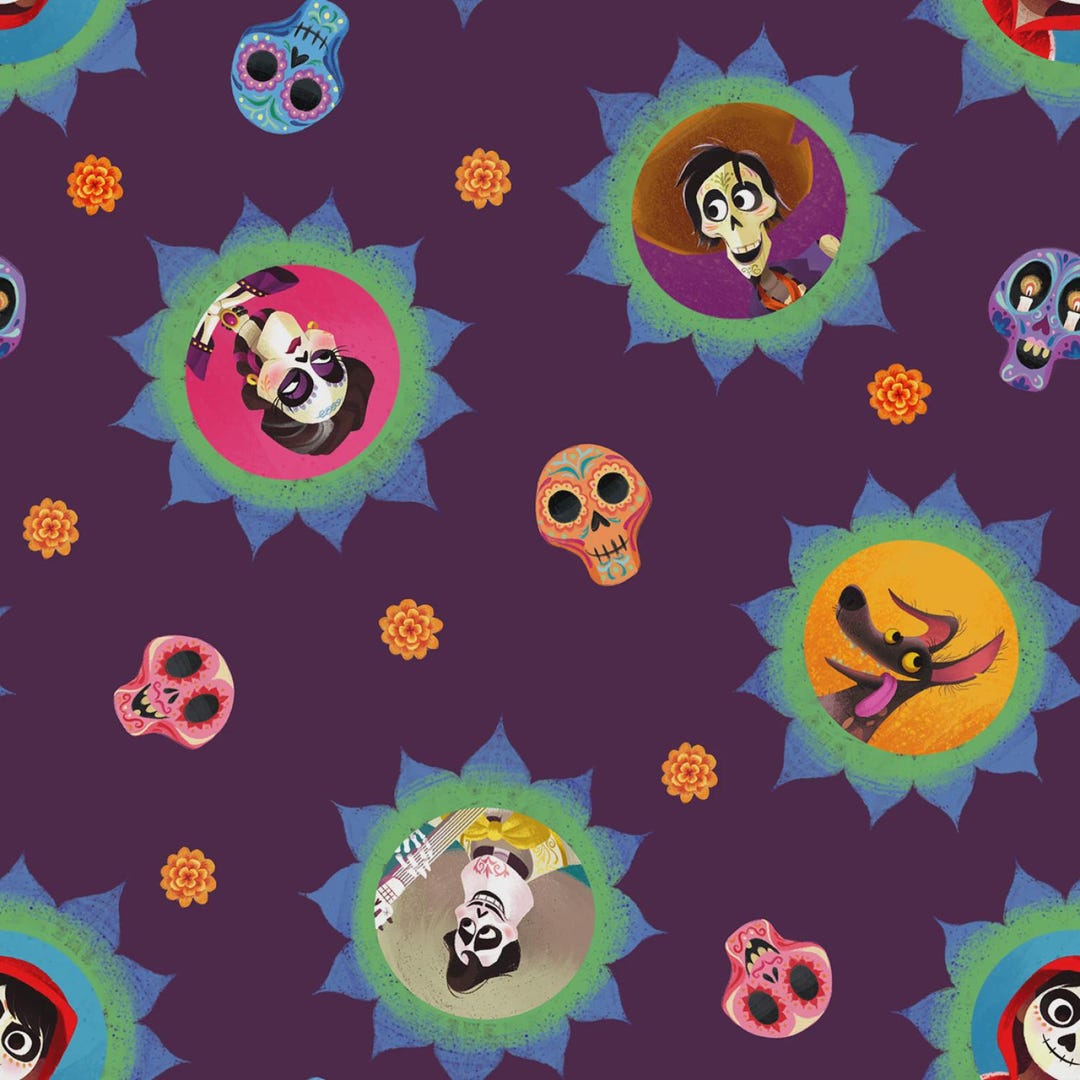 Disney's COCO Badge Toss Print 100% Cotton Fabric Material for Crafts ...