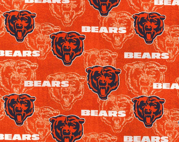 NFL CHICAGO BEARS Watermark Print #2 Football 100% Cotton Fabric ...