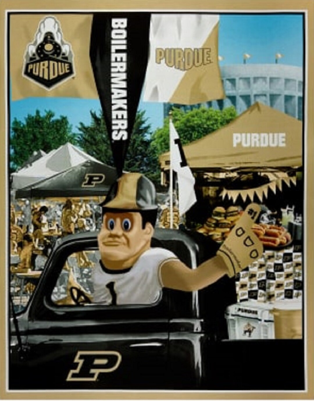 New Large NCAA PURDUE BOILER Makers Colligate 100% Cotton Panel Sec for ...