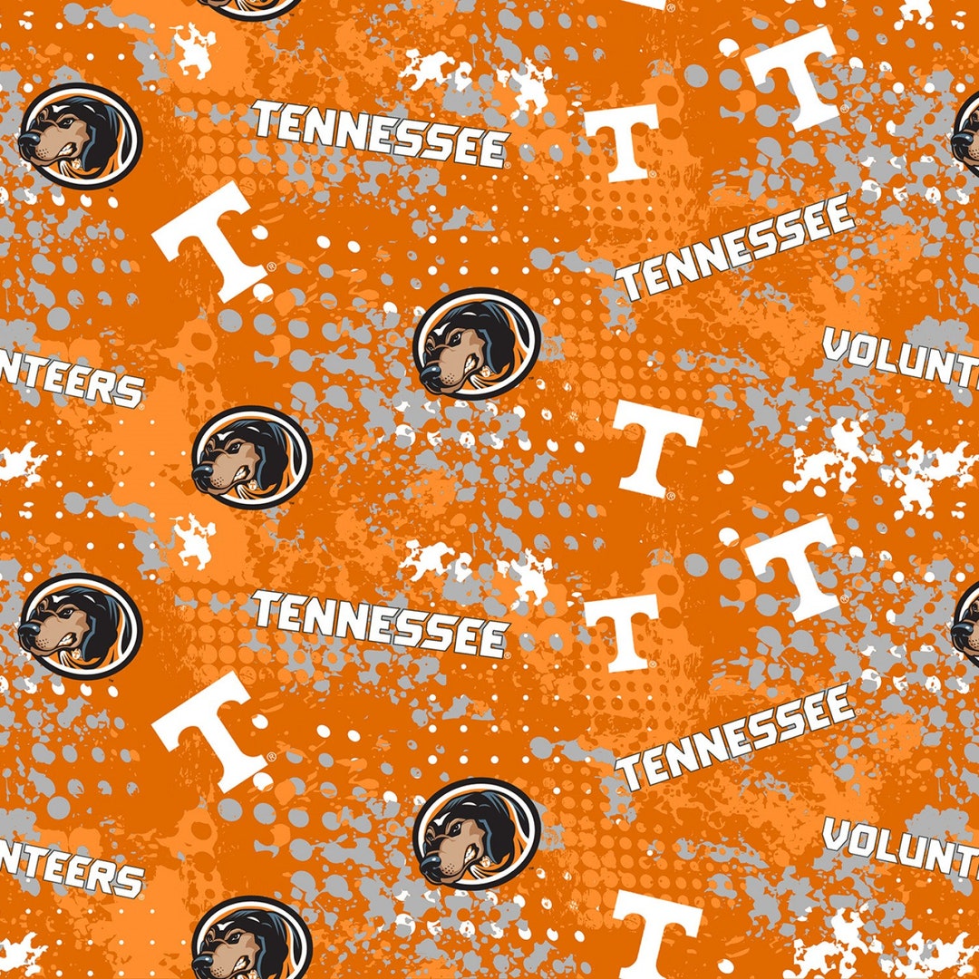 NCAA TENNESSEE VOLUNTEERS Splatter Print Football 100% Cotton Fabric ...