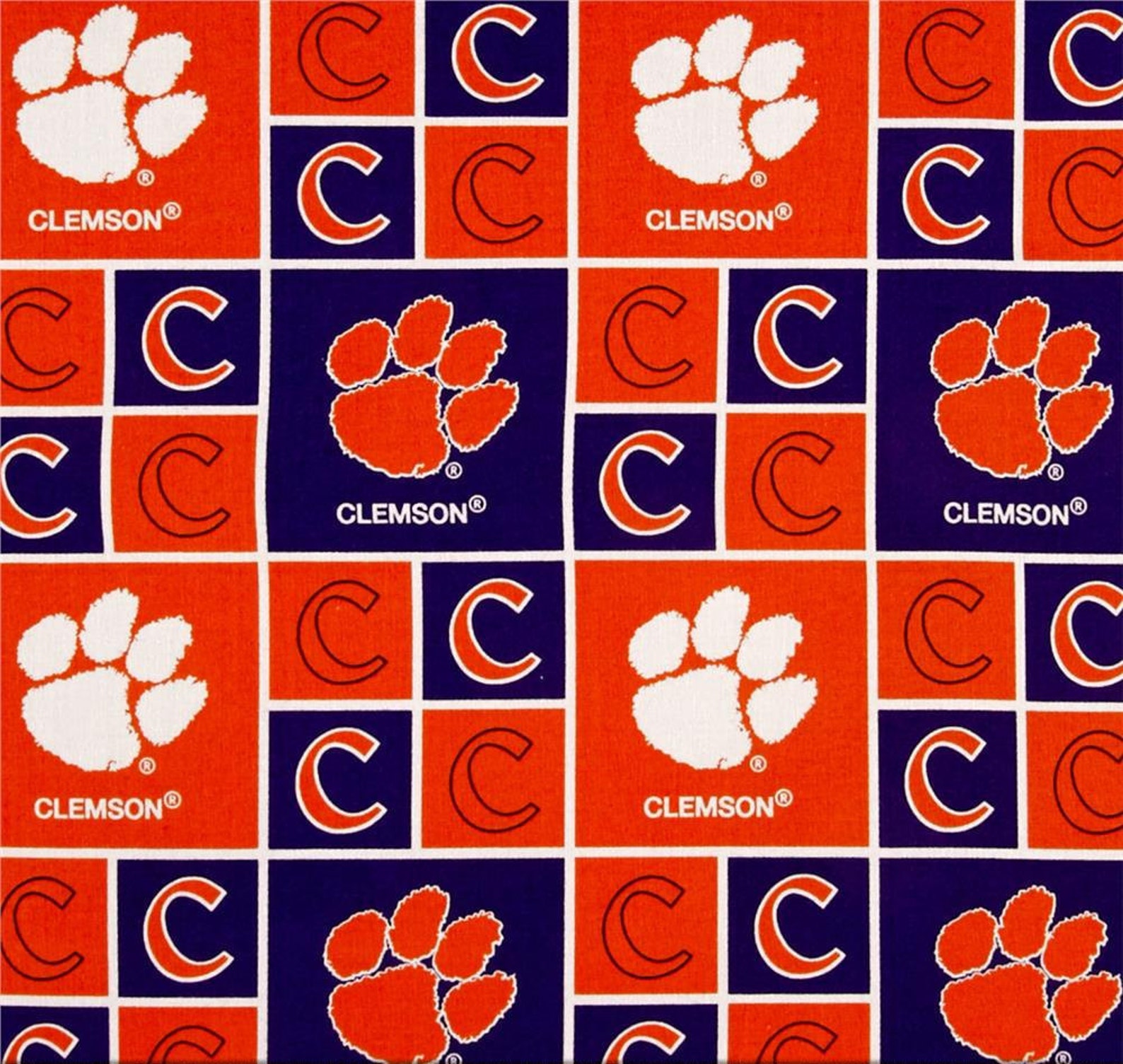 NCAA CLEMSON TIGERS Patchwork 100% Cotton College Football Fabric ...