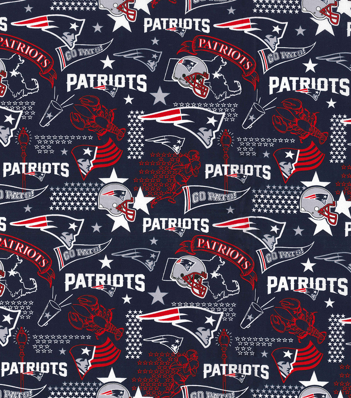 NFL New England PATRIOTS Foxborough Print Football 100% Cotton Fabric ...